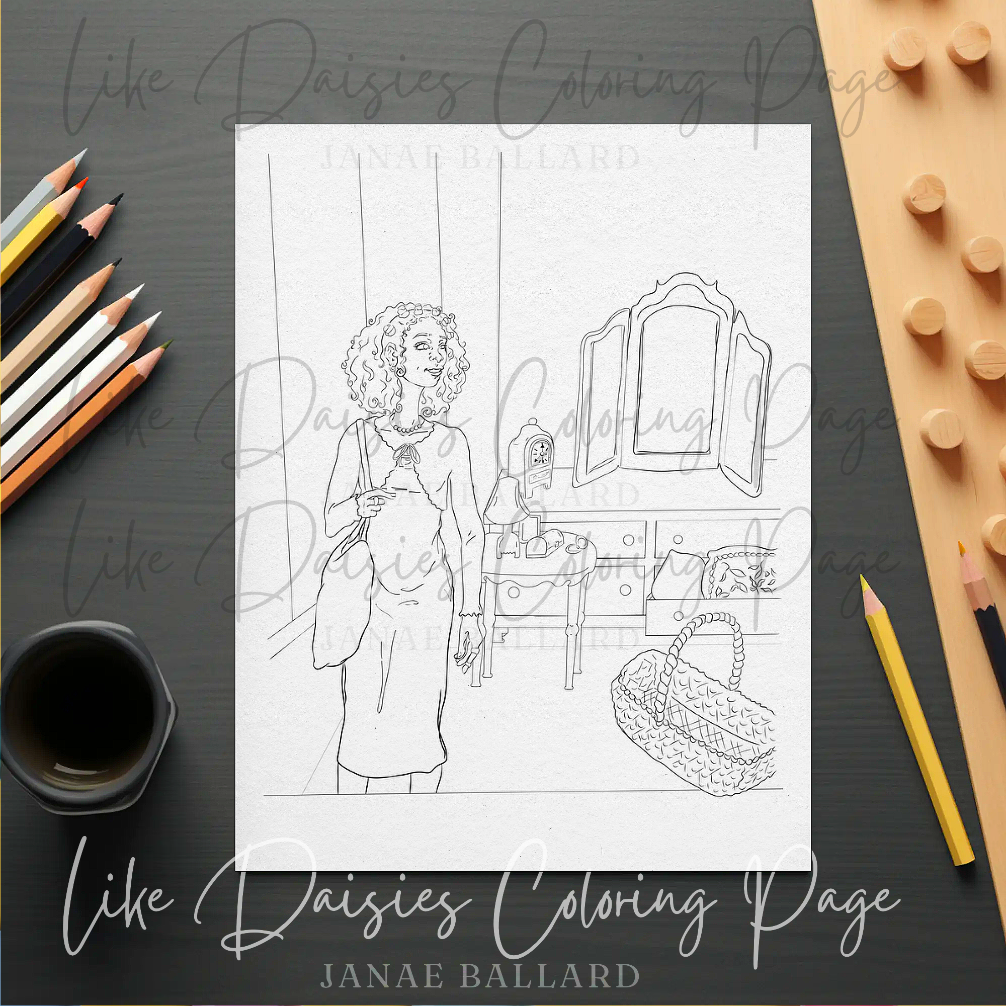 “Antique Shopping” Coloring Page – Like Daisies