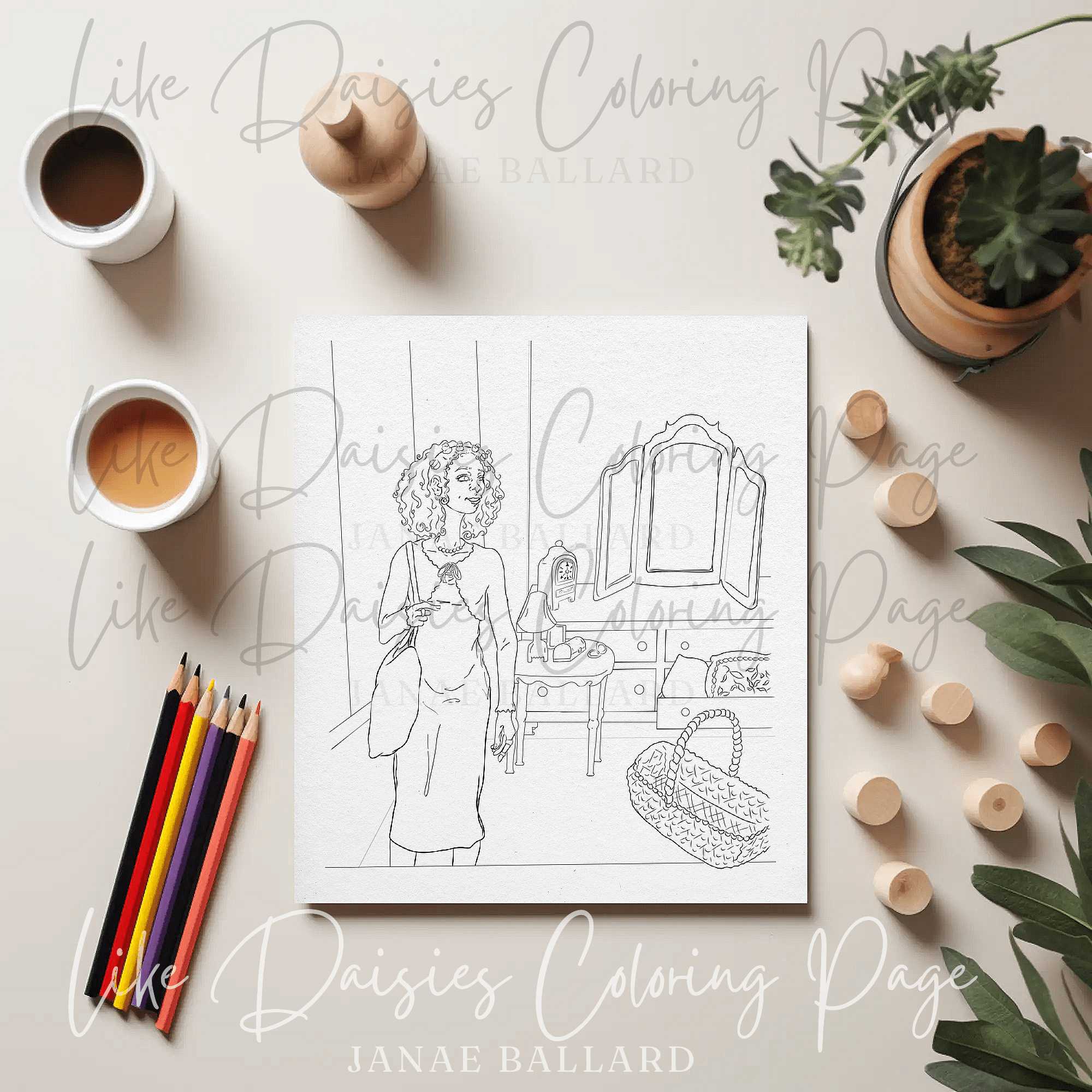 “Antique Shopping” Coloring Page – Like Daisies